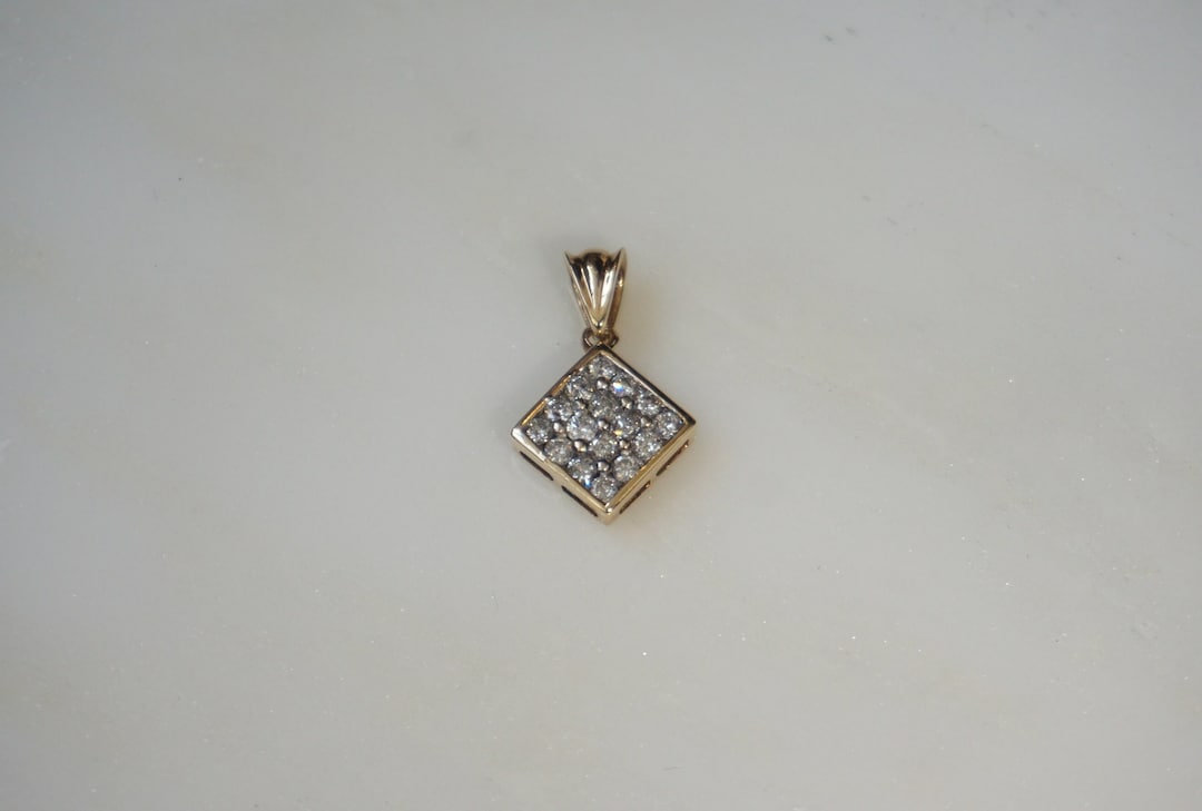 Diamond Dice Pendant / Vintage Estate C1970 10K Gold 0.75TCW Brilliant ...