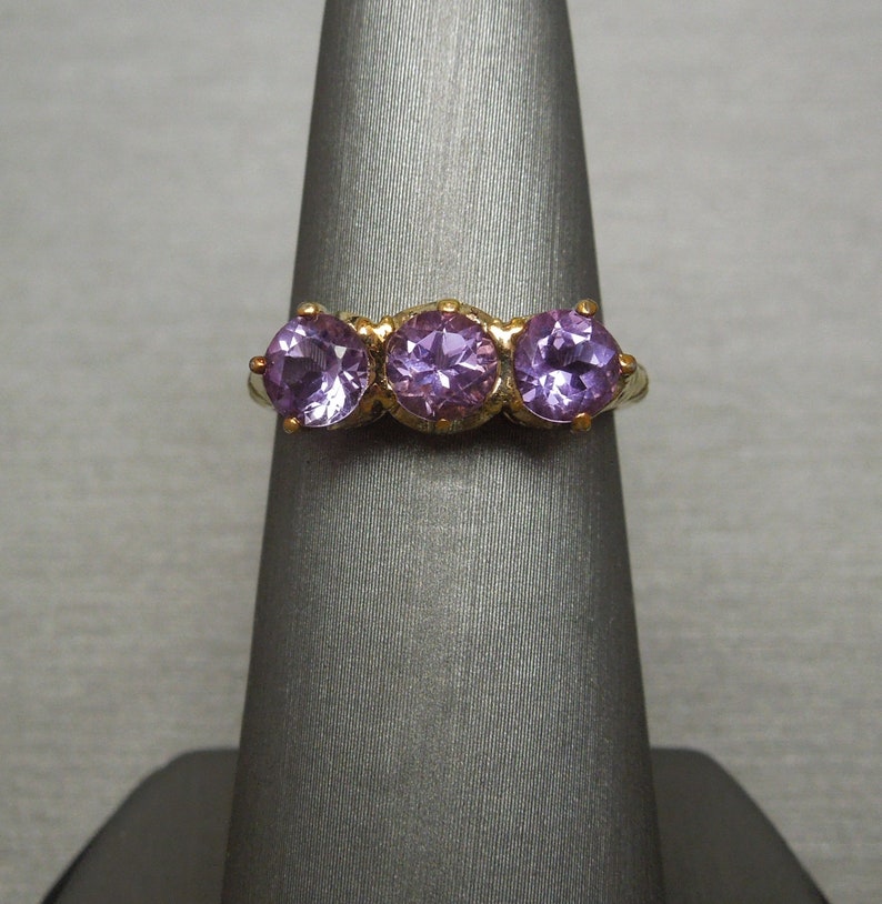 Vintage Estate C1970 Victorian Style Gold Vermeil Three Stone - Etsy