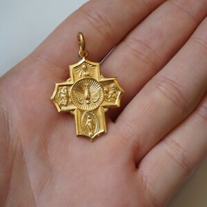 Gold Four Way Cross / Mid Century Estate C1960 Gold Vermeil REGINA ...