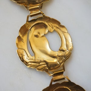 Dove Eternity Bracelet / Antique Estate C1940 Gold Vermeil Sterling ...