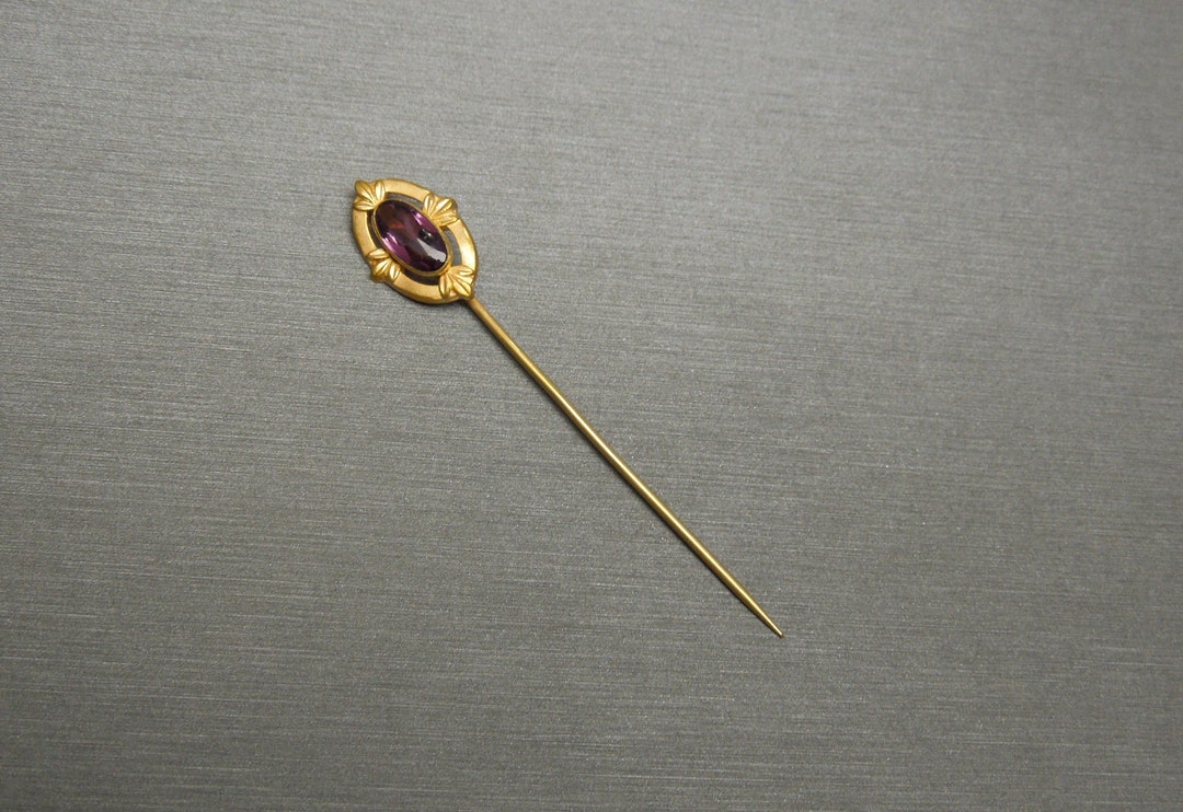 Victorian Estate Circa 1890 10K Gold Bezel Synthetic 'amethyst' Stick ...