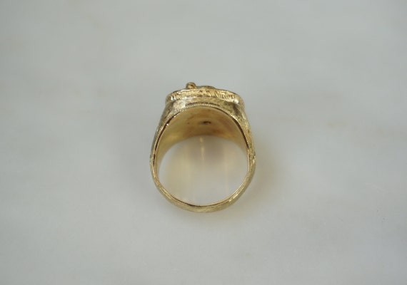 14K Gold Pompeii Ring / Unisex Men's Vintage Estate C… - Gem