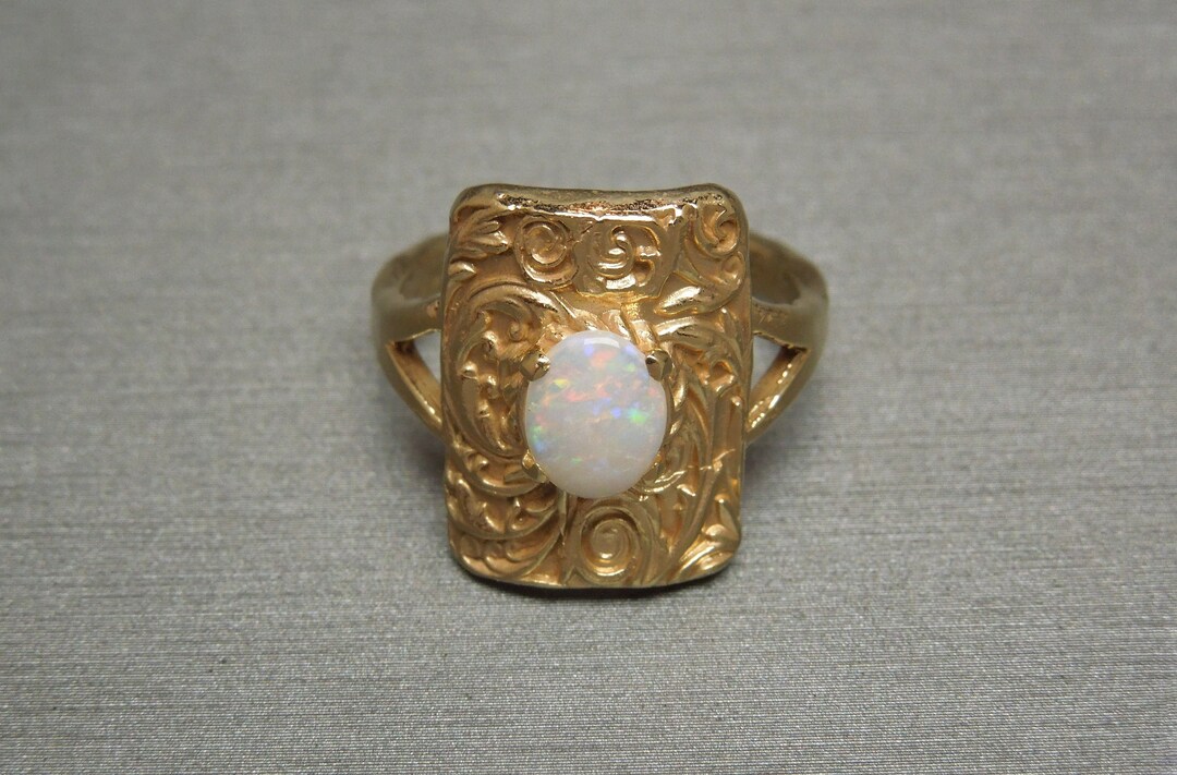 Vintage Estate Ancient Roman 925 Gold Vermeil Fire Opal Square ...