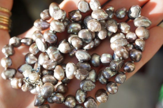Platinum Pebble Pearls / Mid Century Estate C1960 Bar… - Gem