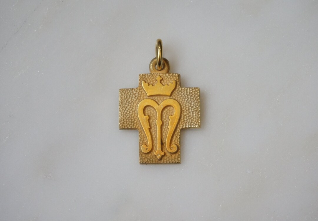 Gold Medieval Cross / Vintage Estate C1970 Gold Vermeil Sterling Silver ...