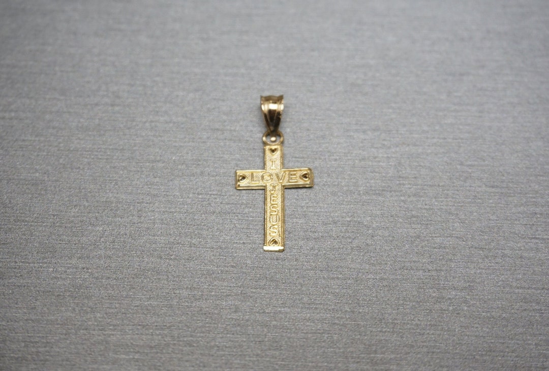 I Love Jesus Cross / Vintage Estate 1980s 10K Gold 'I LOVE JESUS' Four ...