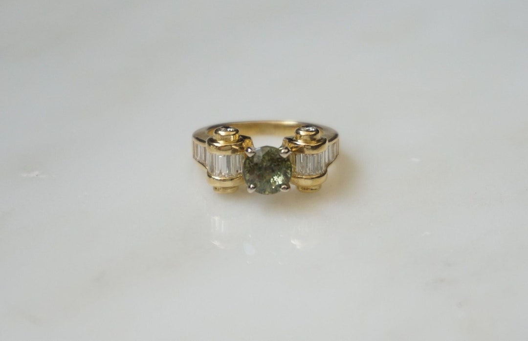 18K Alexandrite Ring / Vintage Estate 18K Gold 2.48TCW Round Green ...