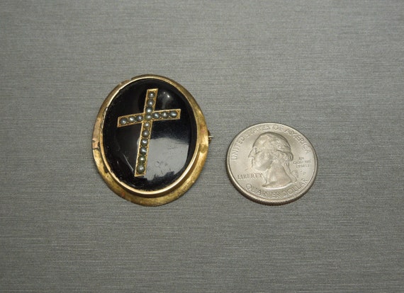 Victorian Mourning Cross Pin / Antique Victorian Esta… - Gem