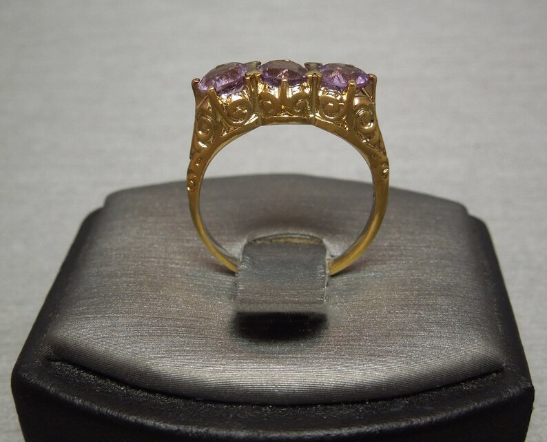 Vintage Estate C1970 Victorian Style Gold Vermeil Three Stone - Etsy