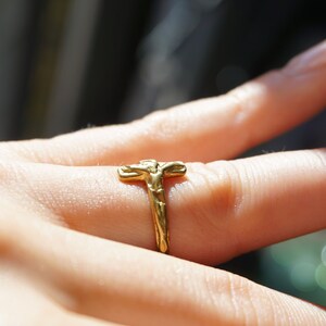Gold Crucifix Ring / Vintage Estate Gold Vermeil Sterling Silver ...