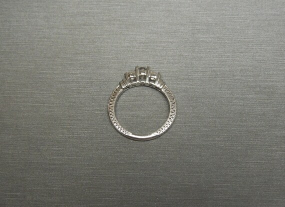 Platinum Three-Diamond Ring / Estate Hand Engraved Pl… - Gem