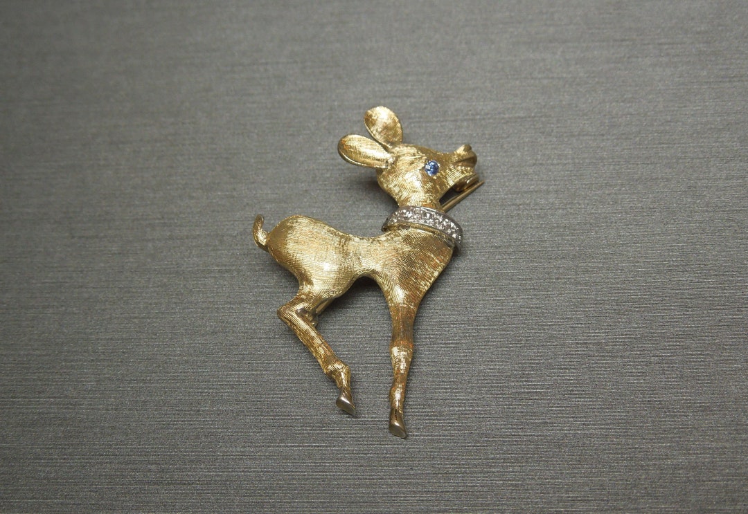 Vintage Estate C1960 14K Gold Rudolph 0.14TCW Diamond Collar & Ceylon ...