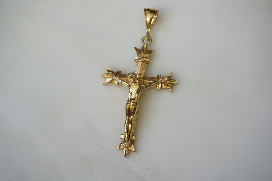 Vintage Gold Crucifix / Men's Vintage Estate Gold Vermeil Sterling ...