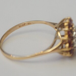 14K Ruby Flower Ring / Vintage Estate C1970 14K Gold 0.75TCW Round Ruby ...