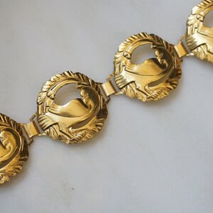 Dove Eternity Bracelet / Antique Estate C1940 Gold Vermeil Sterling ...