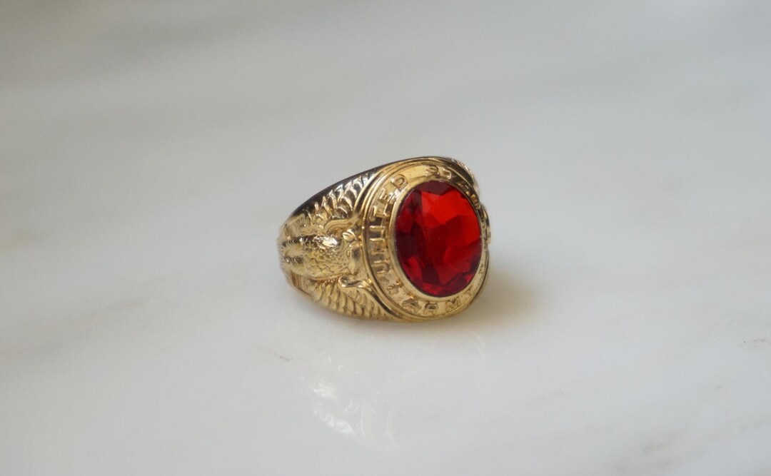 WWII Era U.S. Army Ring / Men's Antique Estate C1940 Gold Vermeil ...