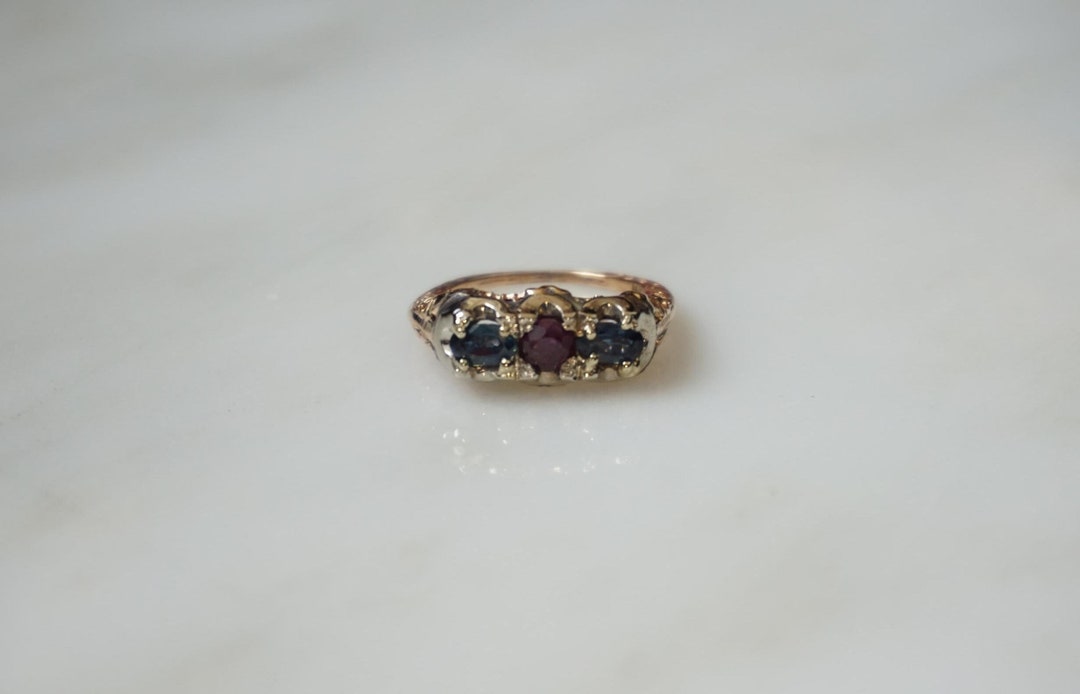 Ruby & Alexandrite Ring / Antique Estate C1920 14K Two Tone Gold ...