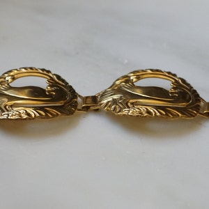 Dove Eternity Bracelet / Antique Estate C1940 Gold Vermeil Sterling ...