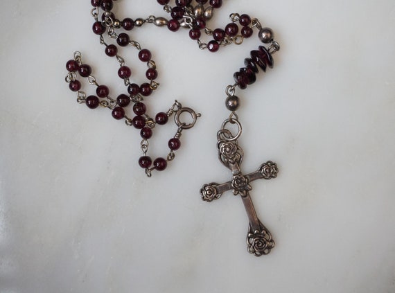 Garnet rosary necklace store