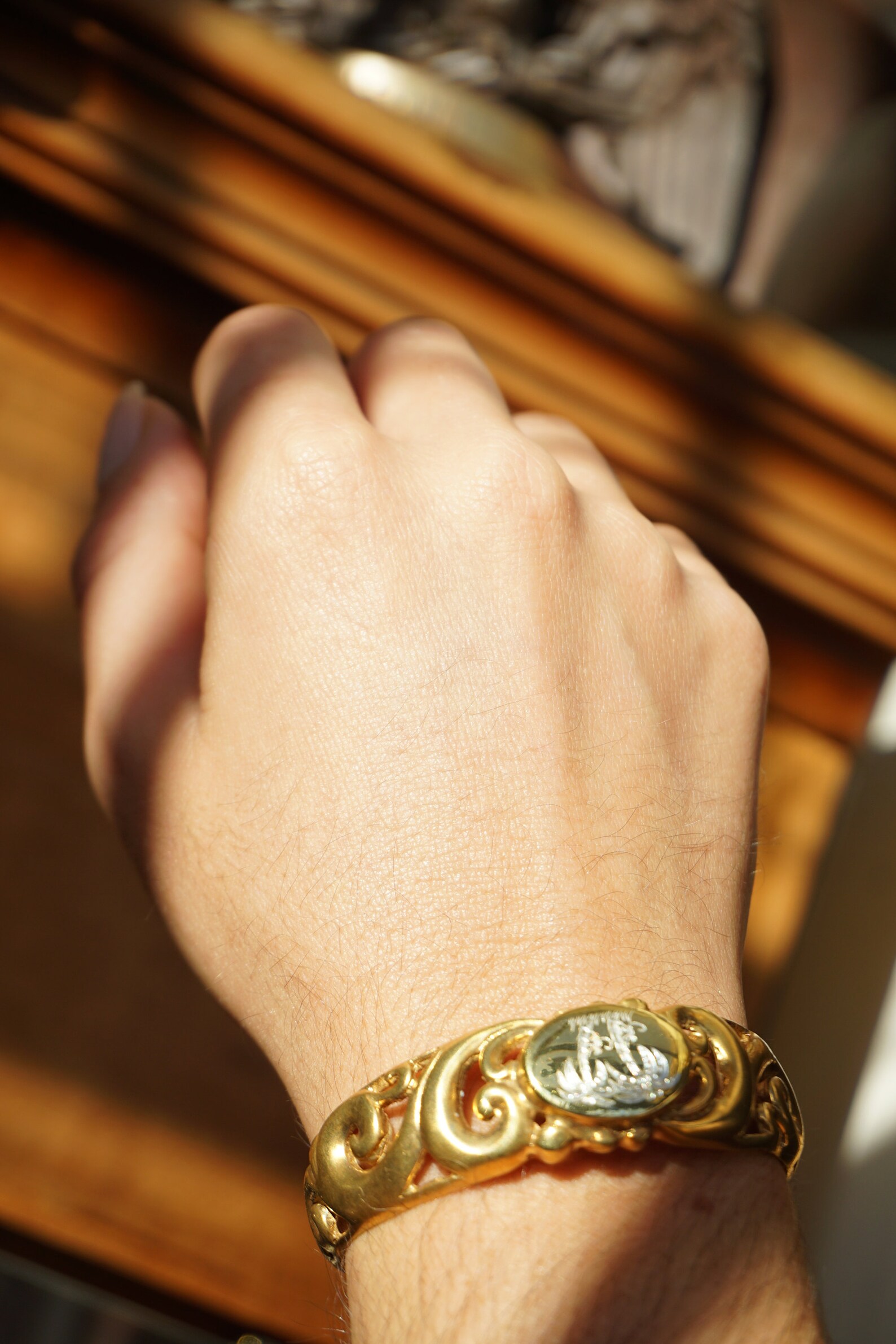 Gold Palm Tree Cuff Bracelet / Vintage Estate Vermeil Sterling Silver ...