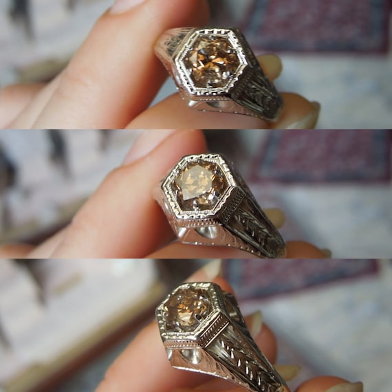 Men's Art Deco Estate C1920 14K White Gold 0.90 carat… - Gem