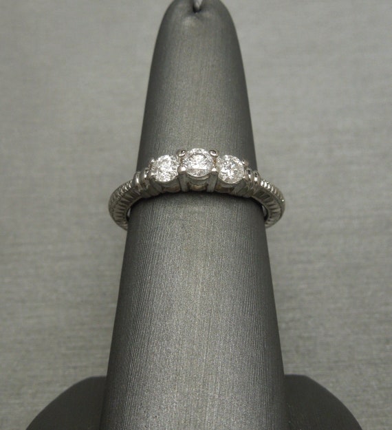 Platinum Three-Diamond Ring / Estate Hand Engraved Pl… - Gem