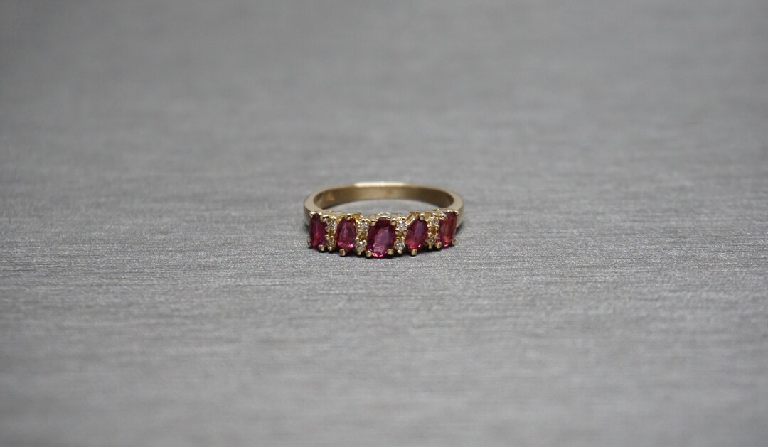 Vintage Estate C1970 14K Gold 1.44TCW Oval + Marquise Cut Ruby ...