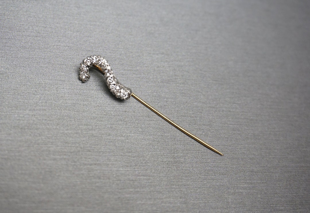 Diamond Question Mark Pin / Antique Estate Circa 1920 14K Gold 0.46TCW ...