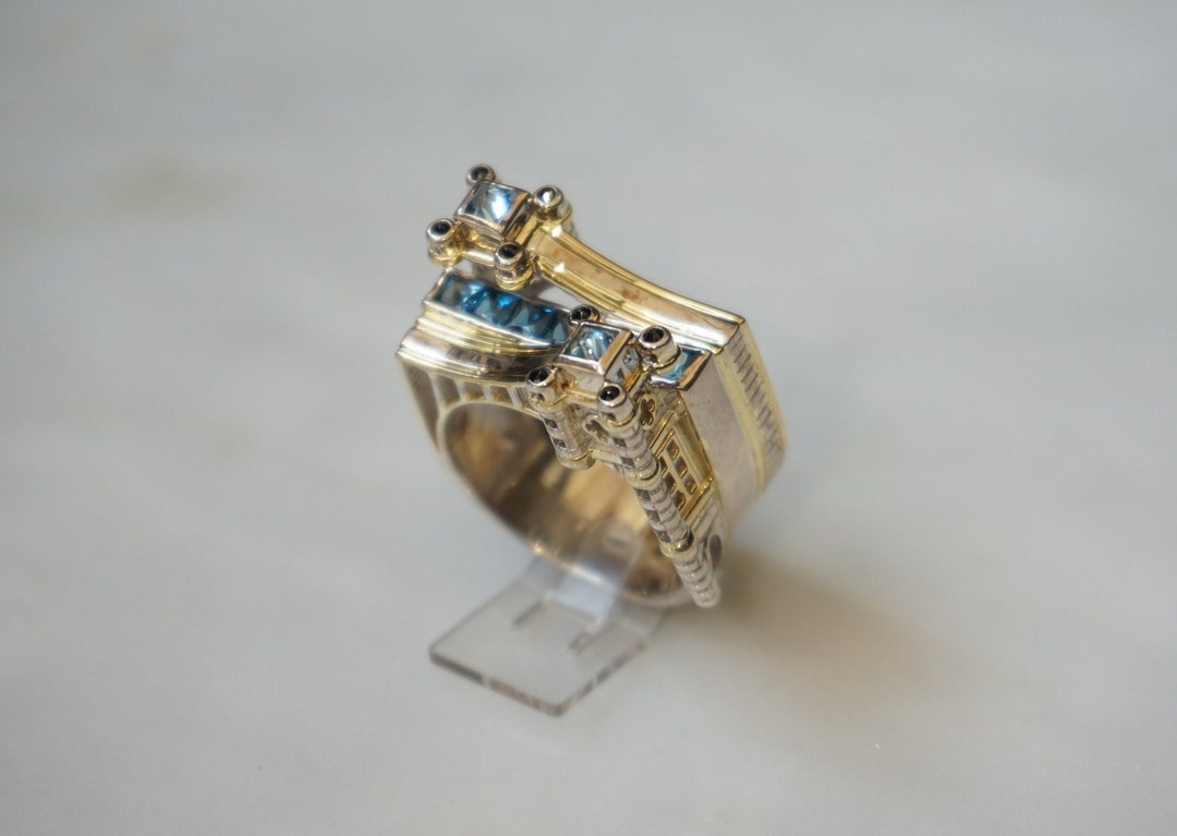 London Bridge Ring / Vintage Estate Sterling Silver With Gold Accents ...