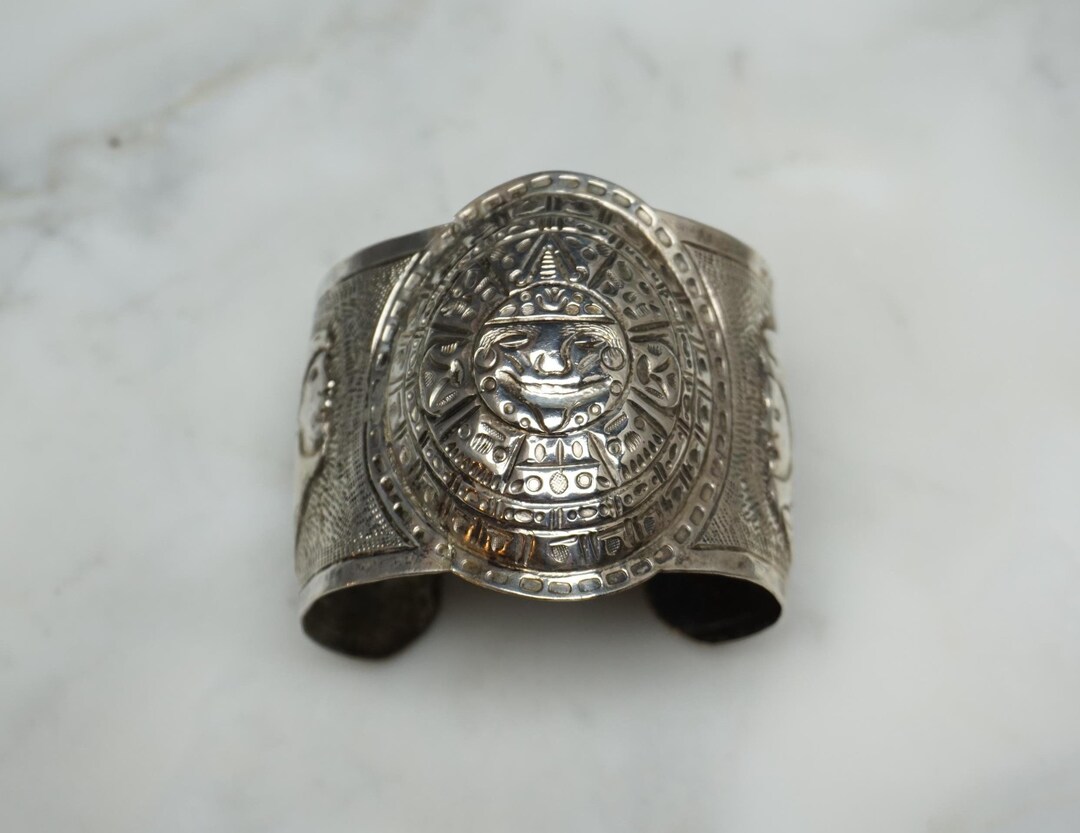 Aztec Cuff Bracelet / Unisex Vintage Mid Century Estate C1960 Handmade ...