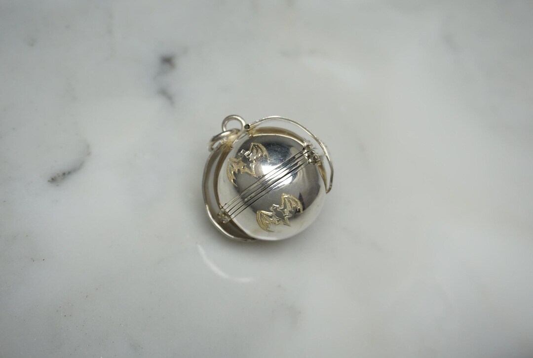 Bat & Snake Sphere Accordion Locket / Vintage Estate Sterling Silver ...