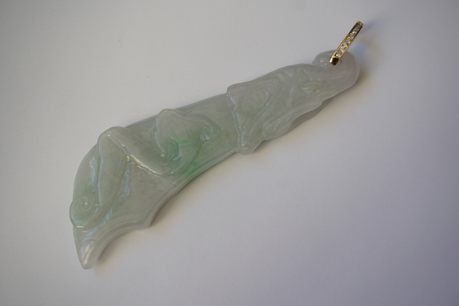 Lavender & Green Jade Sword Pendant / Vintage Estate 10K Gold 0.20TCW ...