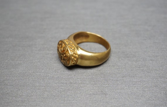 Men's Roman Signet Ring / Unisex Vintage Estate C1970… - Gem