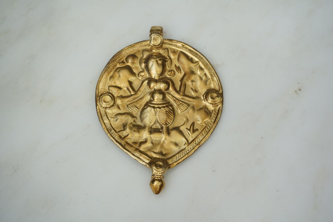 Massive Gold Shiva Medallion / Antique Estate C1900 Gold Vermeil ...