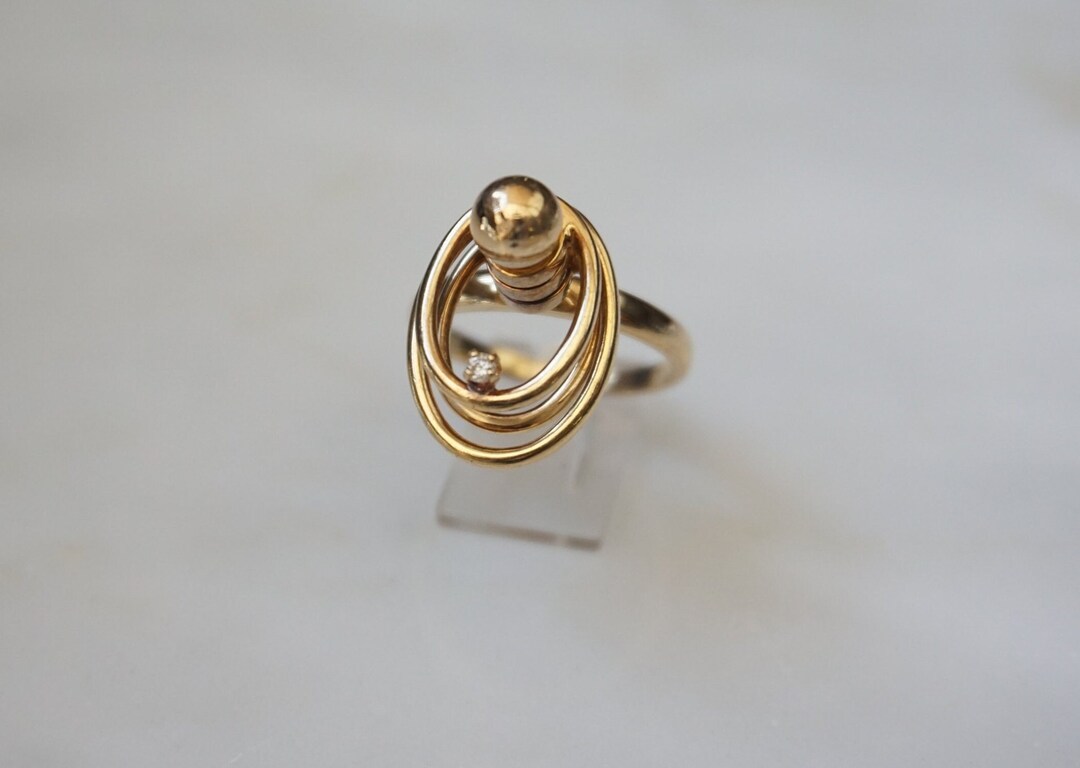 1975 Norman Teufel 14K Gold Spinner Ring / Rare Vintage Estate C1970 ...