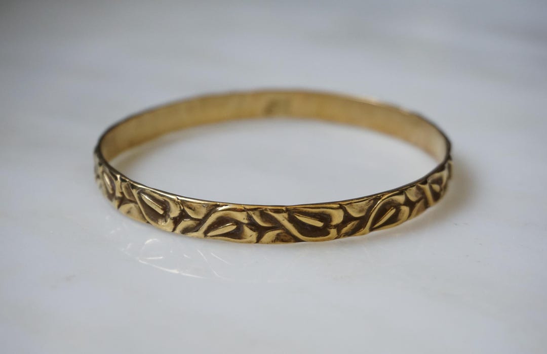 Gold Lily Bangle / Vintage Estate C1950 Gold Vermeil Sterling Silver ...