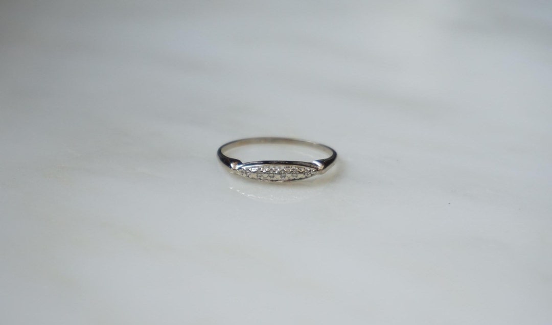 14K White Gold Crescent Band / Vintage Estate C1950 14K White Gold ...