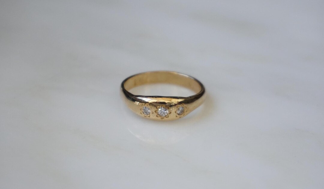 Men's Diamond Gypsy Ring / Antique Victorian Estate C1880 14K Gold ...