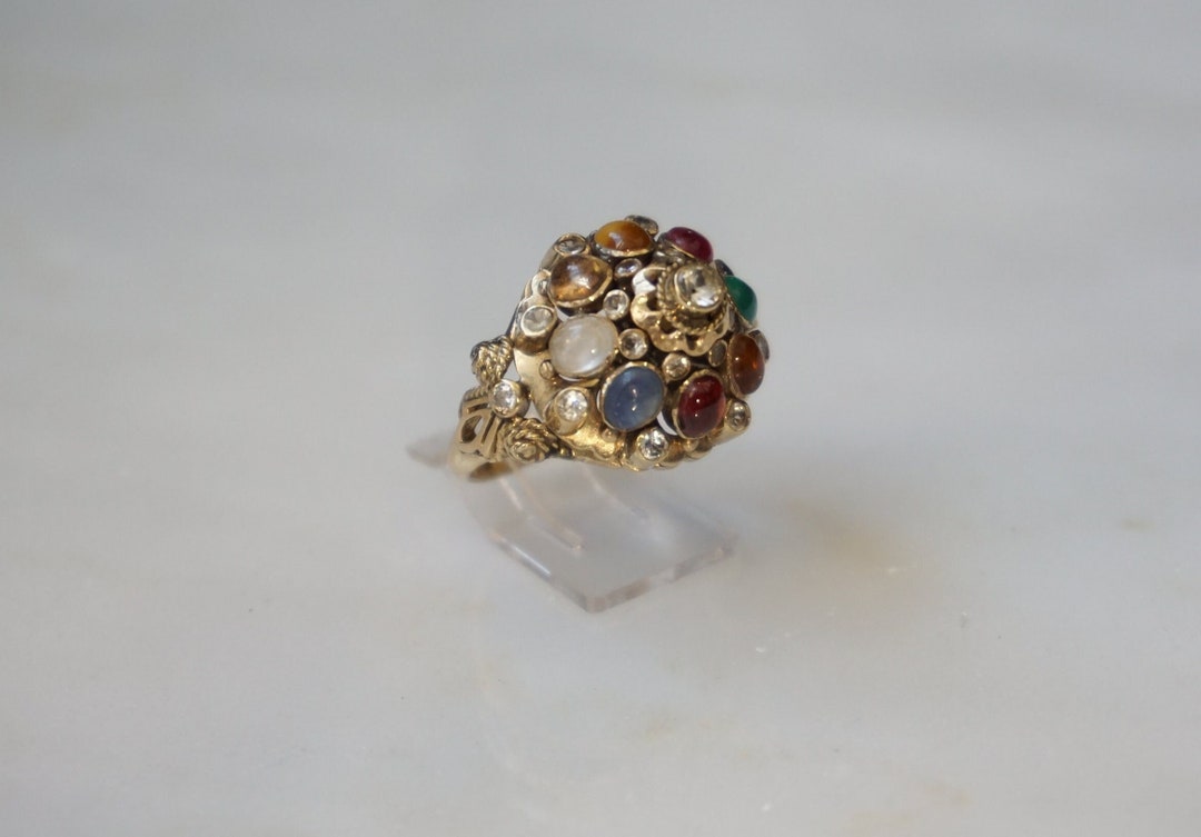 Thai Princess Ring / Mid Century Estate C1960 10K Gold 3TCW Multi ...