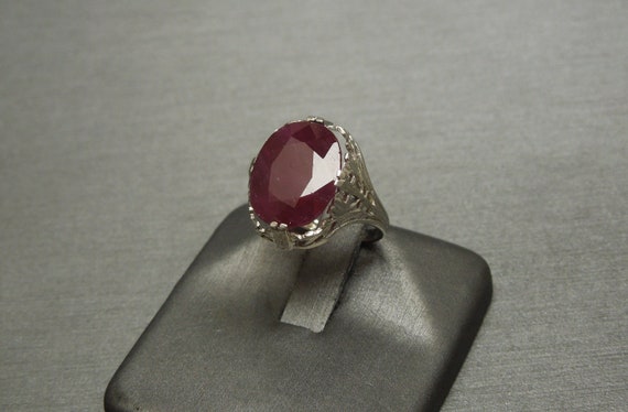 Antique Ruby Solitaire / Antique Estate C1910 14K Whi… - Gem