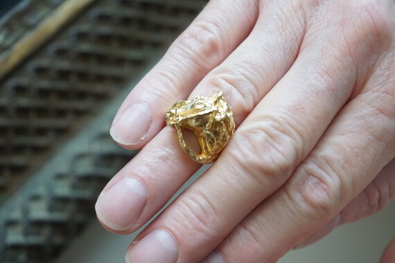 Men's Horse Ring / Vintage Estate 1980s Gold Vermeil … - Gem