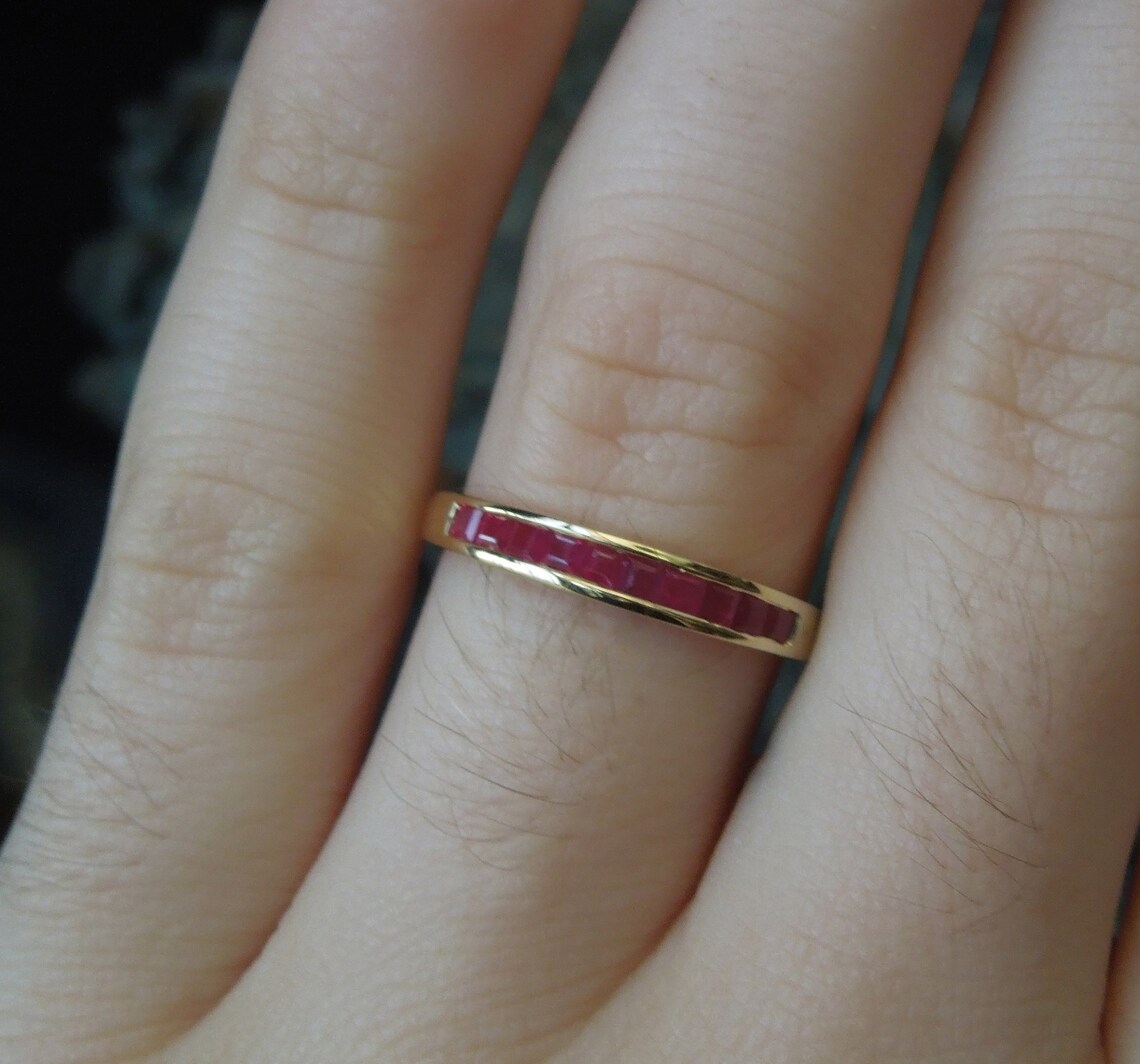 Vintage Estate C1980 10K Gold 0.50TCW Channel Set Square Ruby - Etsy