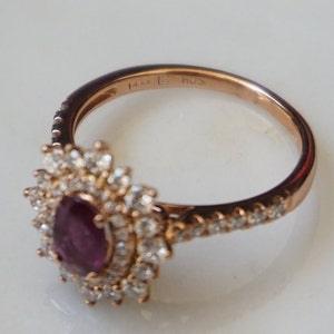 Rose Gold Ruby Ring / Vintage Estate 14K Rose Gold 1.64TCW Oval Fine ...