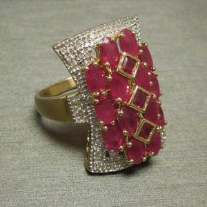 Vintage Estate Art Deco Design 14K Gold 3.62TCW Square Ruby & Diamond ...