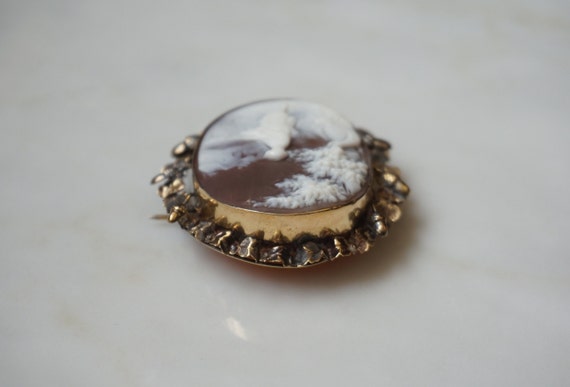 Antique Cameo Scene Pin / Antique Estate C1875 14K Go… - Gem