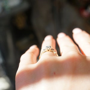 Diamond & Sapphire Ring / Antique Estate C1930 14K Gold 0.07TCW Round ...