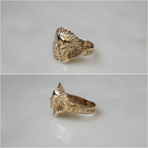 Gold Indian Head Ring / Vintage Estate C1970 14K Solid Gold Native ...