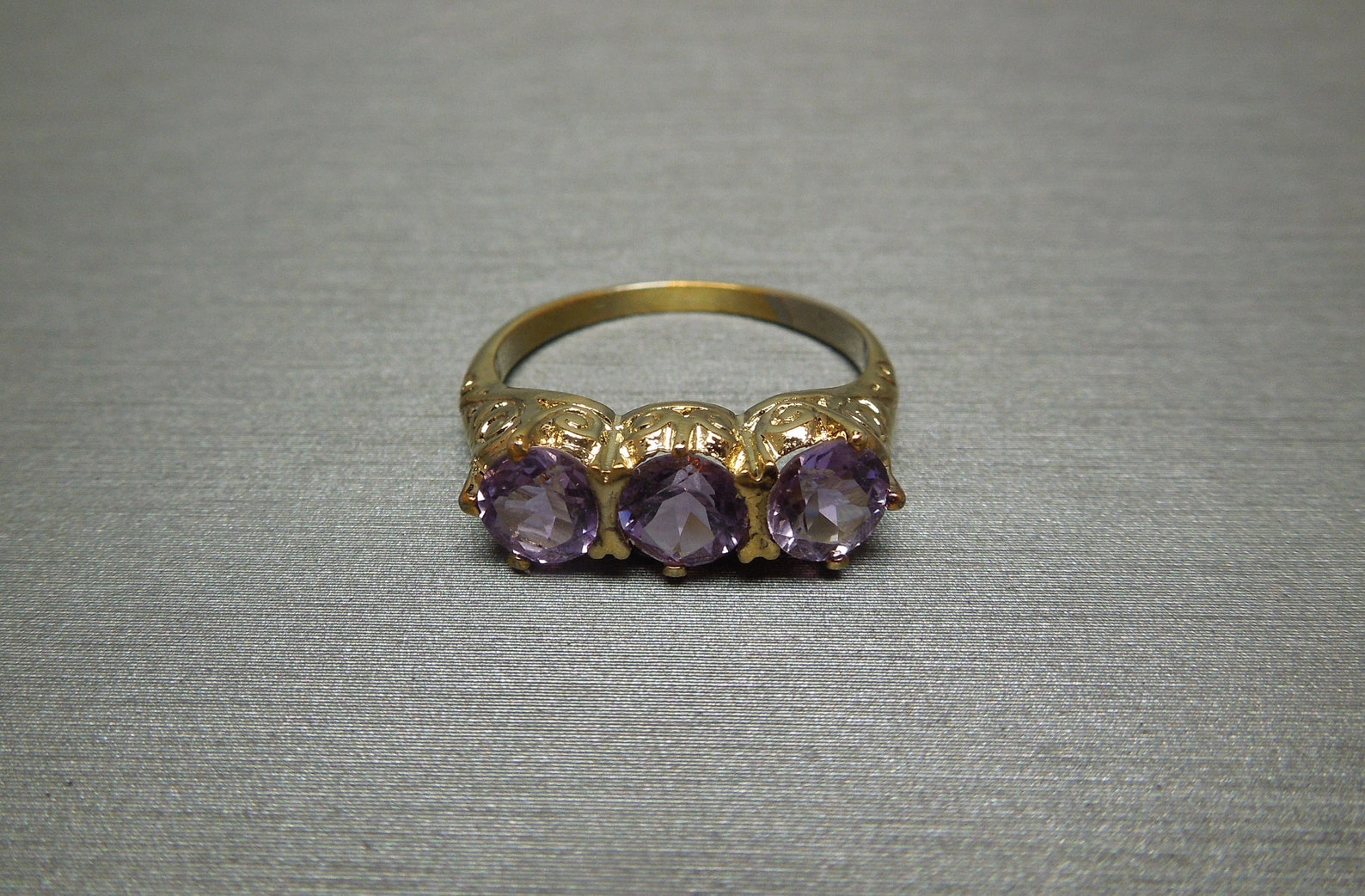 Vintage Estate C1970 Victorian Style Gold Vermeil Three Stone - Etsy