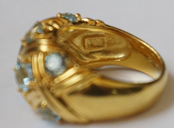 Blue Topaz Dome Ring / Vintage Estate Gold Vermeil St… - Gem