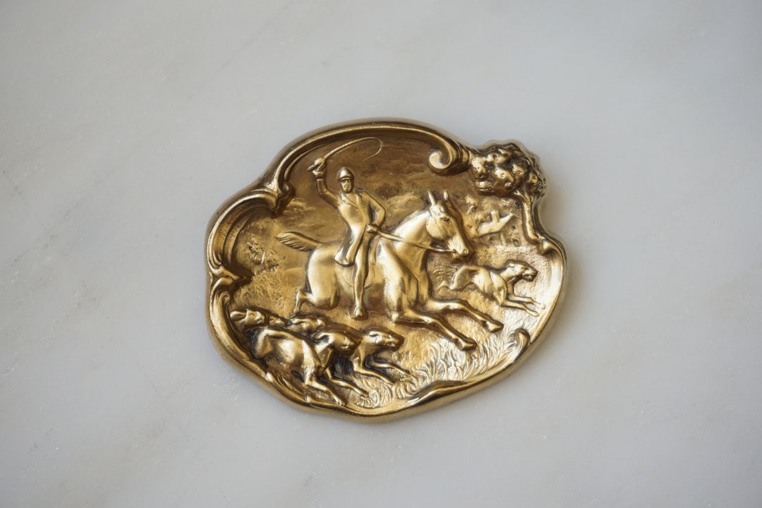 Antique Polo Brooch / Antique Estate C1940 Gold Vermeil Sterling Silver ...